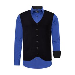 Rusty Neal Herren Langarmhemd, blau, Gr. 6XL, unifarben, 60% Baumwolle, 37% Polyester, 3% Elasthan, Hemden, mit Weste