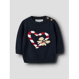 name it Mädchen Weihnachtspullover "NBFREAMO LS KNIT"navy blazer, Gr. 80, gemustert, Strick, Obermaterial: 100% Baumwolle, Pullover