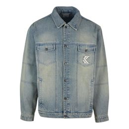 Karl Kani Damen Jeansjacke "Karl Kani Karl Kani OG OS Denim Jacket"blau, sand, Gr. XL, unifarben, 100% Polyester, Jacken