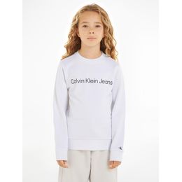 M&auml;dchen Sweatshirt "INST. LOGO REGULAR CN", wei&szlig;, Gr. 4, Calvin Klein Jeans, unifarben, Sweatware, Obermaterial: 100% Baumwolle, Sweatshirts, f&uuml;r