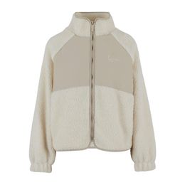 Karl Kani Damen Trainingsjacke "Karl Kani Chest Signature Teddy Block Trackjacket"sanftes wei&szlig;, sand, Gr. XS, mehrfarbig, 100% Polyester, Jacken