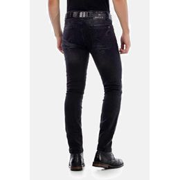 Cipo & Baxx CIPO & BAXX Herren Slim-fit-Jeans "Jeans", schwarz, Gr. 33, unifarben, 98% Baumwolle, 2% Elasthan, Jeans, mit Nietendetails, CD-426