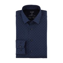 OLYMP Herren Businesshemd "24/7 - Luxor modern fit - Jersey", blau, Gr. 39, gemustert, Jersey, Obermaterial: 92% Baumwolle, 8% Elasthan, Hemden, mit