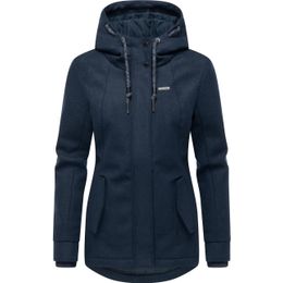 Winterjacke Ragwear "Monadde Felt YOUMODO", Damen, Gr. XL (42), navy, Obermaterial: 100% Polyester; Innenfutter: 100% Polyester; Wattierung: 100% Polyester, Basic, tailliert Po-bedeckend, hoch geschlossener Ausschnitt, mit Riegel,verstellbar Rippstrickb&uuml;ndchen mit Druckknopf, Jacken Winterjacke, Wasserfeste warme Jacke mit Kapuze