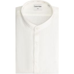 Calvin Klein Herren Leinenhemd "LINEN STANDUP COLLAR SLIM SHIRT", wei&szlig;, Gr. 44, unifarben, Web, Obermaterial: 100% Leinen, Hemden, in Unifarbe