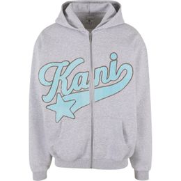 Sweatjacke Karl Kani "Karl Kani Karl Kani Kani Star Logo OS Full Zip Hoodie", Herren, Gr. XL, graumelange, lightblau, 80% Baumwolle, 20% Polyester, Sweatjacken Sweatjacke