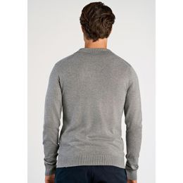 Poloshirt LINDBERGH "LINDBERGH Strickpullover", Herren, Gr. L, grau stone mix, Obermaterial: 80% Viskose, 20% Nylon, schmal, V-Ausschnitt, Shirts
