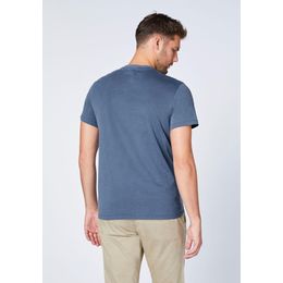 Chiemsee Herren T-Shirt, blau, Gr. S, unifarben, 100% Baumwolle, Shirts, - garment dyed