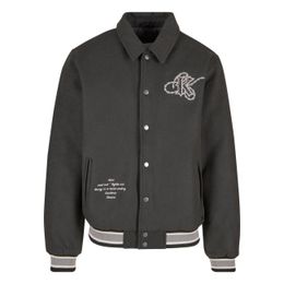 Collegejacke Karl Kani "Karl Kani Kani Snow Tiger College Jacket", Herren, Gr. L, schwarz, lightgrau, 70% Polyester, 30% Wolle, mehrfarbig, normal, amerikanischer Ausschnitt, Jacken Collegejacke