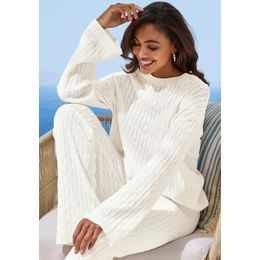 Damen Strickpullover, French Connection, Gr. 36creme, Strick, Obermaterial: 33% Nylon, 32% Polyacryl, 30% Baumwolle, 5% Elasthan, Zopfmuster, Pullover