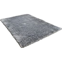 Hochflor-Teppich Theko, B:70cm H:60mm L:140cm, grau, Kunstfaser, Teppiche, "Flokato", Uni Farben, handgetuftet, flauschig weich, Wohnzimmer