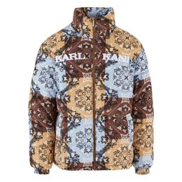 Winterjacke Karl Kani "Karl Kani Unisex", Damen, Gr. XXL, light blau, multicolor, 100% Baumwolle, Paisley, normal, hoch geschlossener Ausschnitt, Jacken Winterjacke