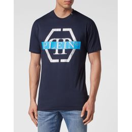 Philipp Plein Herren T-Shirt "Kurzarm-Rundhals-T-Shirt", blau, Gr. XL, Obermaterial: 100% Baumwolle, Shirts