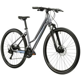 Crossrad KROSS "Crossrad Damen 28" Evado 5.0 grau 18 G&auml;nge" Gr. 43, grau, schwarz, Fahrr&auml;der, Damen, 43cm, 28 Zoll (71,12cm) hinten: 28 Zoll (71,12cm)