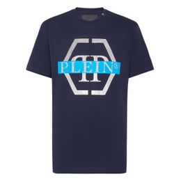 T-Shirt Philipp Plein "T-Shirt Rundhalsausschnitt Ss", Jungen, Gr. L, blau (24, navy), Obermaterial: 100% Baumwolle, Shirts T-Shirt