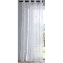 Vorhang Kutti, B:135cm H:225cm, wei&szlig;, Voile, Polyester, Wohnzimmer, Gardinen, "Nelly", mit praktischen &Ouml;sen, halbtransparent, modern bestickt Kreise