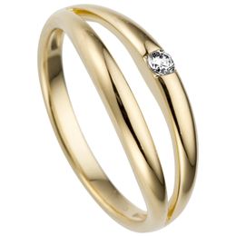 Jobo Damen Diamantring "Ring Goldring", 52, SI = kleine Einschl&uuml;sse, Diamanten Gelbgold 585gelbgold 585, Diamanten, Gelbgold 585, Fingerringe, 585