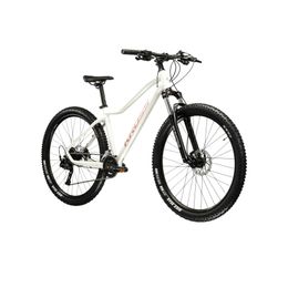 KROSS Mountainbike "KROSS Mountainbike Hardtail 27,5" LEA 5.0 wei&szlig; 18 G&auml;nge", 43cm, 27,5 Zoll (69,85cm) hinten: 27,5 Zoll (69,85cm)wei&szlig;, schwarz,