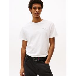 Tommy Jeans Herren T-Shirt "TJM SLIM LINEAR CHEST TEE EXT", beige, Gr. S, unifarben, Single Jersey, Obermaterial: 100% Baumwolle, Shirts, Mit