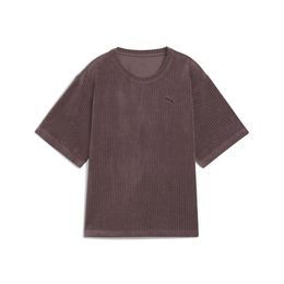 Puma Damen T-Shirt "Essentials Elevated Relaxed T-Shirt Damen"raisin lila, Gr. M, clean, Obermaterial: 68% Baumwolle, 32% Polyester, Shirts