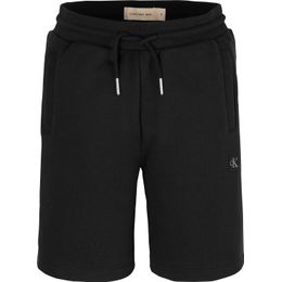 Jungen Shorts "MINI BADGE SHORTS", schwarz, Gr. 4, Calvin Klein Jeans, Sweatware, Obermaterial: 86% Baumwolle, 14% Polyester, Hosen, mit Logo
