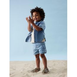 name it Jungen Shorts "NMMRYAN JOG DNM L SHORTS 3950-KY H", blau, Gr. 98, gestreift, washed, Denim/Jeans, Obermaterial: 100% Baumwolle, Hosen