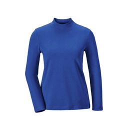 GOLDNER Damen Longpullover "Kurzgr&ouml;&szlig;e Stehkragenshirt mit Langarm", blau, Gr. 23, Obermaterial: 92% Baumwolle CO. 8% Elasthan EL., Pullover