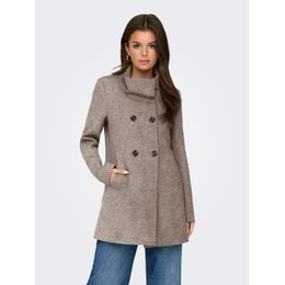 Only Damen Kurzmantel "ONLSEDONA LIFE SOPHIA DB COAT CC OTW", braun, Gr. XL, meliert, Web, Obermaterial: 85% Polyester, 15% Baumwolle, M&auml;ntel
