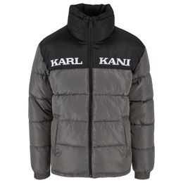 Winterjacke Karl Kani "Karl Kani Karl Kani Retro Essential Puffer Jacket", Herren, Gr. L, anthrazit, 100% Polyester, mehrfarbig, normal, amerikanischer Ausschnitt, Jacken Winterjacke