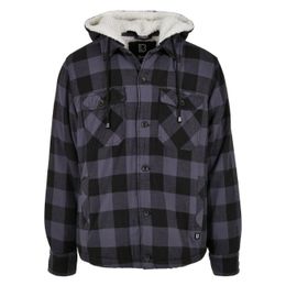 Anorak Brandit "Brandit Herren Lumberjacket Hooded", Damen, Gr. S, schwarz, grau, 100% Baumwolle, kariert, normal, ohne Ausschnitt, Jacken