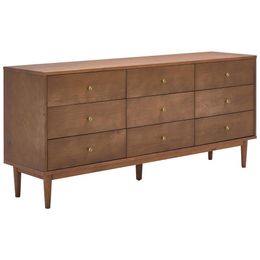 Mid.you Sideboard, Walnuss, Holz, Holzwerkstoff, Eiche, furniert, massiv, 9 Schublade(n) Schubladen, 148x74x40 cm, Holzm&ouml;bel, Kleinm&ouml;bel Holz, Holzkommoden, Sideboards Holz