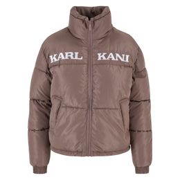 Winterjacke Karl Kani "Karl Kani Karl Kani Retro Essential Puffer Jacket", Damen, Gr. XS, taupe, 100% Polyester, mehrfarbig, normal, amerikanischer Ausschnitt, Jacken Winterjacke