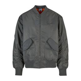 Bomberjacke Karl Kani "Karl Kani Karl Kani Small Signature Distressed Bomber Jacket", Damen, Gr. M, anthrazit, 100% Polyamid, unifarben, normal, amerikanischer Ausschnitt, Jacken Bomberjacke