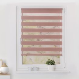 Doppelrollo, B:55cm H:150cm, rosa, LICHTBLICK ORIGINAL, Polyester, Rollos, "Duo Rollo Klemmfix", Seitenzugrollo, Montage mit beiliegendem,