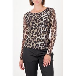 monari Damen Langarmshirt "Shirt Leo allover Mesh"schwarz gemustert, Gr. 44, animal-print, gemustert, mehrfarbig, Web, Obermaterial: 90% Polyester,
