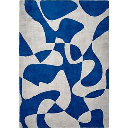 Guido Maria Kretschmer Home & Living Teppich, B:60cm H:23mm L:90cm, blau, GUIDO MARIA KRETSCHMER HOME & LIVING, Kunstfaser, Wohnzimmer, Teppiche, "Liven, Hoch-Tief-Struktur Teppiche,