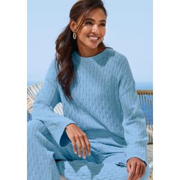 Damen Strickpullover, French Connection, Gr. 32blau, Strick, Obermaterial: 33% Nylon, 32% Polyacryl, 30% Baumwolle, 5% Elasthan, Zopfmuster, Pullover