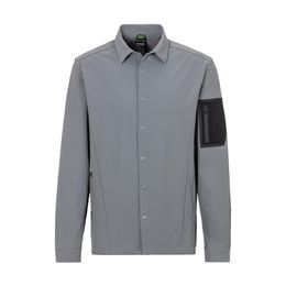 BOSS Green Herren Hemdjacke "B_EXPEDIT_L", beige, Gr. S, unifarben, Web, Obermaterial: 90% Polyacryl, 10% Elasthan, Jacken, mit &Auml;rmeltasche