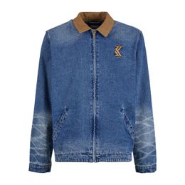 Jeansjacke Karl Kani "Karl Kani Karl Kani Og Washed Denim Jacket", Damen, Gr. L, indigo, 100% Baumwolle, unifarben, normal, amerikanischer Ausschnitt, Jacken Jeansjacke