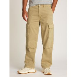 Cargohose Tommy Jeans "TJM JAIMIE COTTON CARGO", Herren, Gr. 34, L&auml;nge 32, relic tan, Twill, Obermaterial: 100% Baumwolle, unifarben, normal lang, Hosen Cargohose, mit Kniefalten