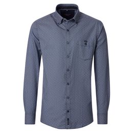 Langarmhemd Casamoda "Casamoda Freizeithemd Print", Herren, Gr. L, Normalgr&ouml;&szlig;en, blau, 100% Baumwolle, bedruckt, l&auml;ssig geschnitten, Hemden