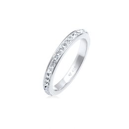 Elli Damen Fingerring "Bandring 925 Silber vergoldet, mit Kristallen von Swarovski", 54mm,mit Steinen, Silber 925 (Sterlingsilber), 2,5mm, wei&szlig;,