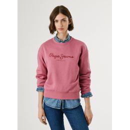 Pepe Jeans Damen Sweatshirt "BADDY", rosa, Gr. L, bedruckt, unifarben, Sweatware, Obermaterial: 70% Baumwolle, 30% Polyester, Sweatshirts, mit