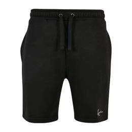 Stoffhose Karl Kani "Karl Kani Herren KKMQ22003BLK SIGNATURE SHORTS BLK", Herren, Gr. M, US-Größen, schwarz, 80% Baumwolle, 20% Polyester, unifarben, loose fit, Hosen Stoffhose