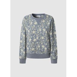 Pepe Jeans Damen Sweatshirt "BAMBI", blau, Gr. XL, gemustert, Sweatware, Obermaterial: 85% Baumwolle, 15% Polyester, Sweatshirts, mit All-Over-Druck
