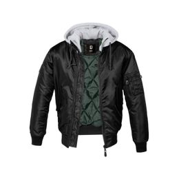 Anorak Brandit "Brandit Herren Hooded MA1 Bomber Jacket", Herren, Gr. 4XL, schwarz, grau, 100% Polyester, unifarben, normal, ohne Ausschnitt, Jacken