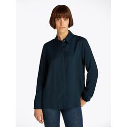 Tommy Hilfiger Damen Hemdbluse "SOFT VISCOSE REGULAR LS SHIRT", blau, Gr. 40, unifarben, Web, Obermaterial: 100% Viskose, Blusen, in Unifarbe, mit