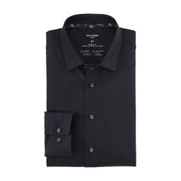 OLYMP Herren Langarmhemd "24/7 - Luxor modern fit", blau, Gr. 45, Jersey, Obermaterial: 92% Baumwolle, 8% Elasthan, Hemden