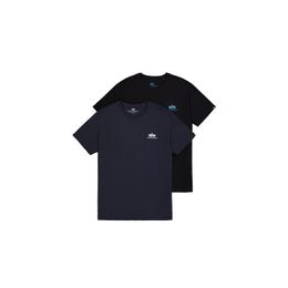 Herren T-Shirt "Basic T-Shirt SL 2 Pack"rep. blau, schwarz, blau, Gr. M, Alpha Industries, Obermaterial: 100% Baumwolle, Shirts