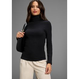 AJC Damen Langarmshirt, schwarz, Basic, Gr. 32, clean, unifarben, Rippware, Obermaterial: 95% Baumwolle, 5% Elasthan, Shirts, sehr figurbetont,